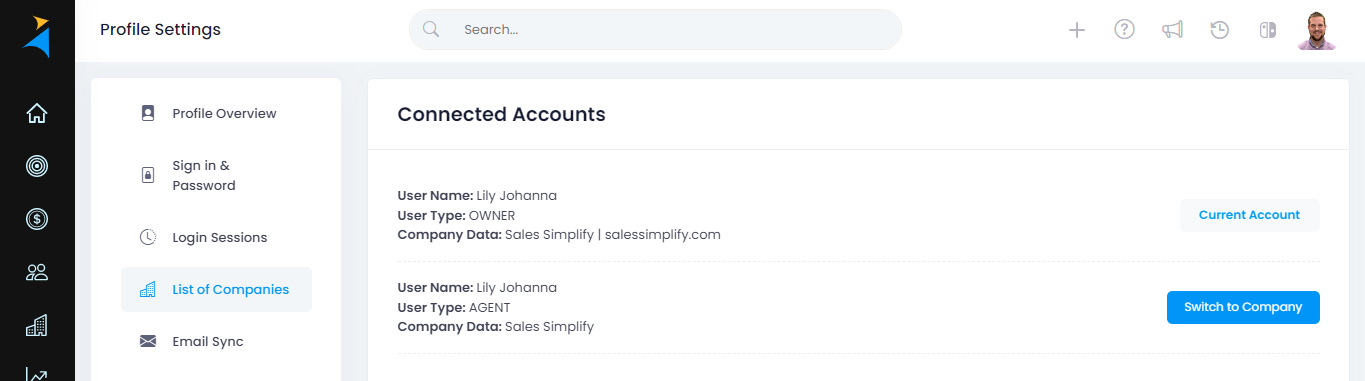 Profile Settings & Customization | Sales Simplify